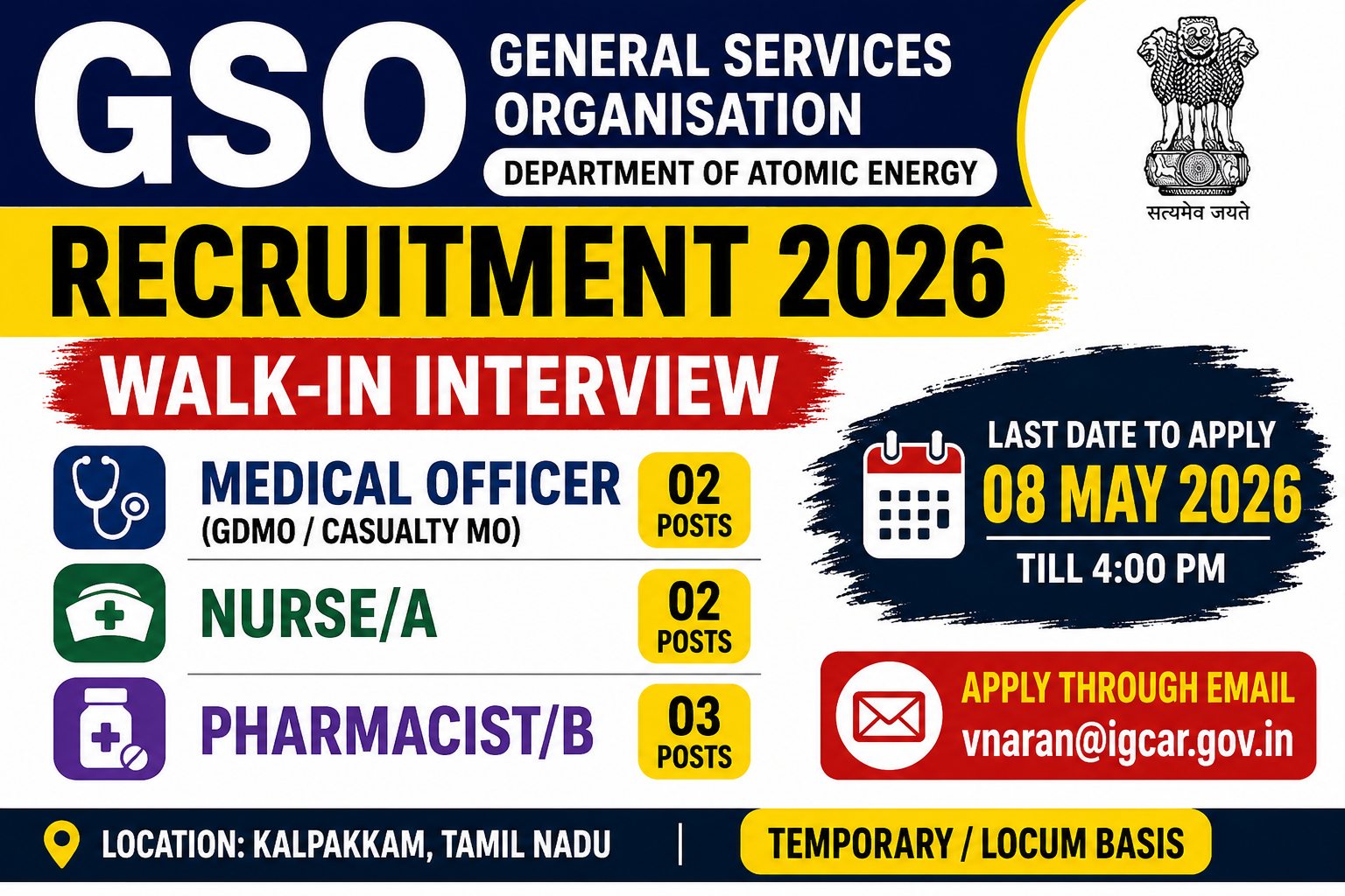 GSO Recruitment 2026 – Walk-In Interview for Pharmacist Posts – GDC Classes