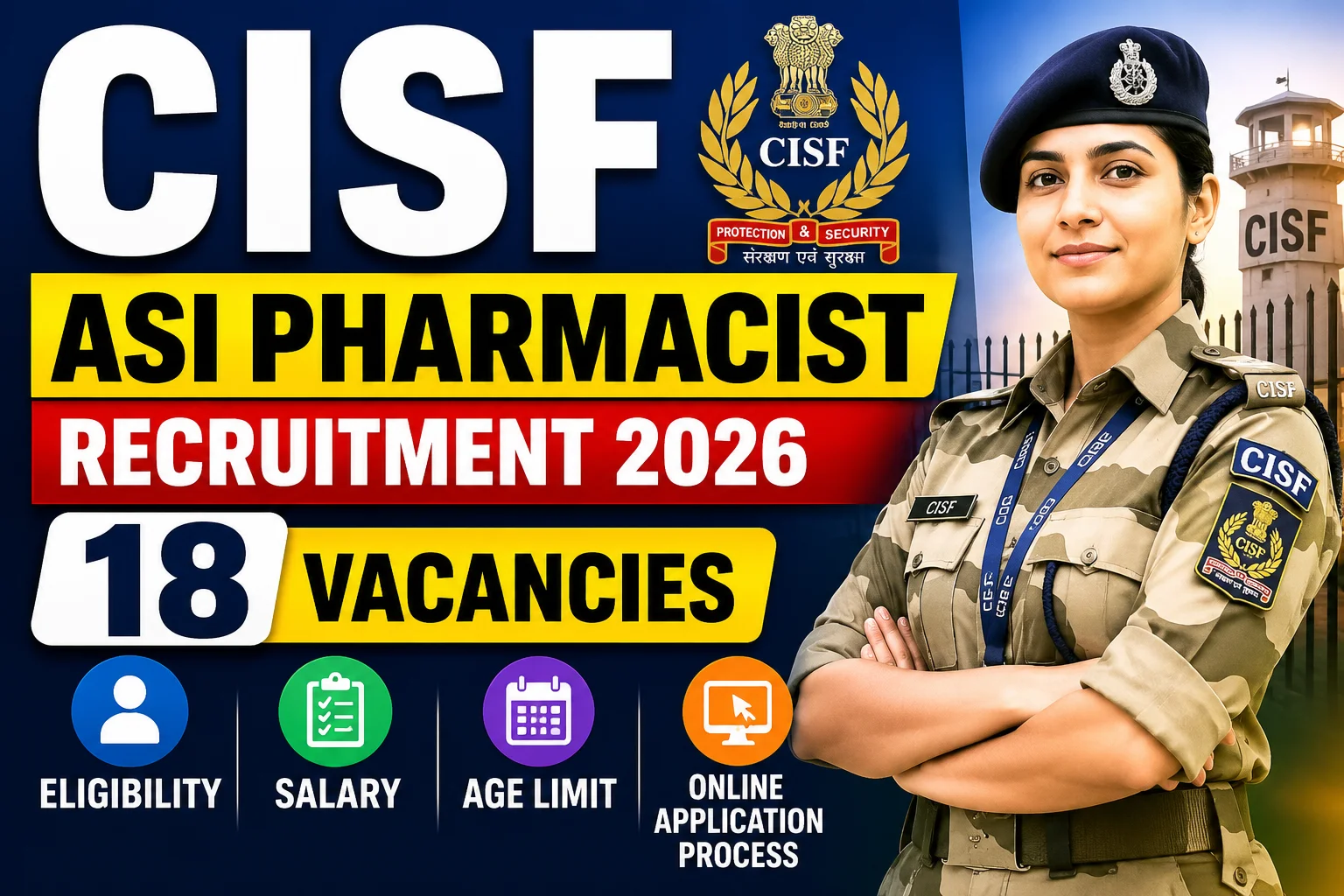 CISF ASI Pharmacist Recruitment 2026: 18 Vacancies, Eligibility, Salary ...